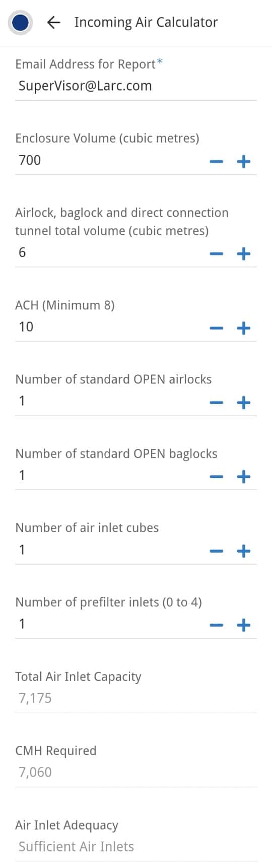 Air Inlet Calculator